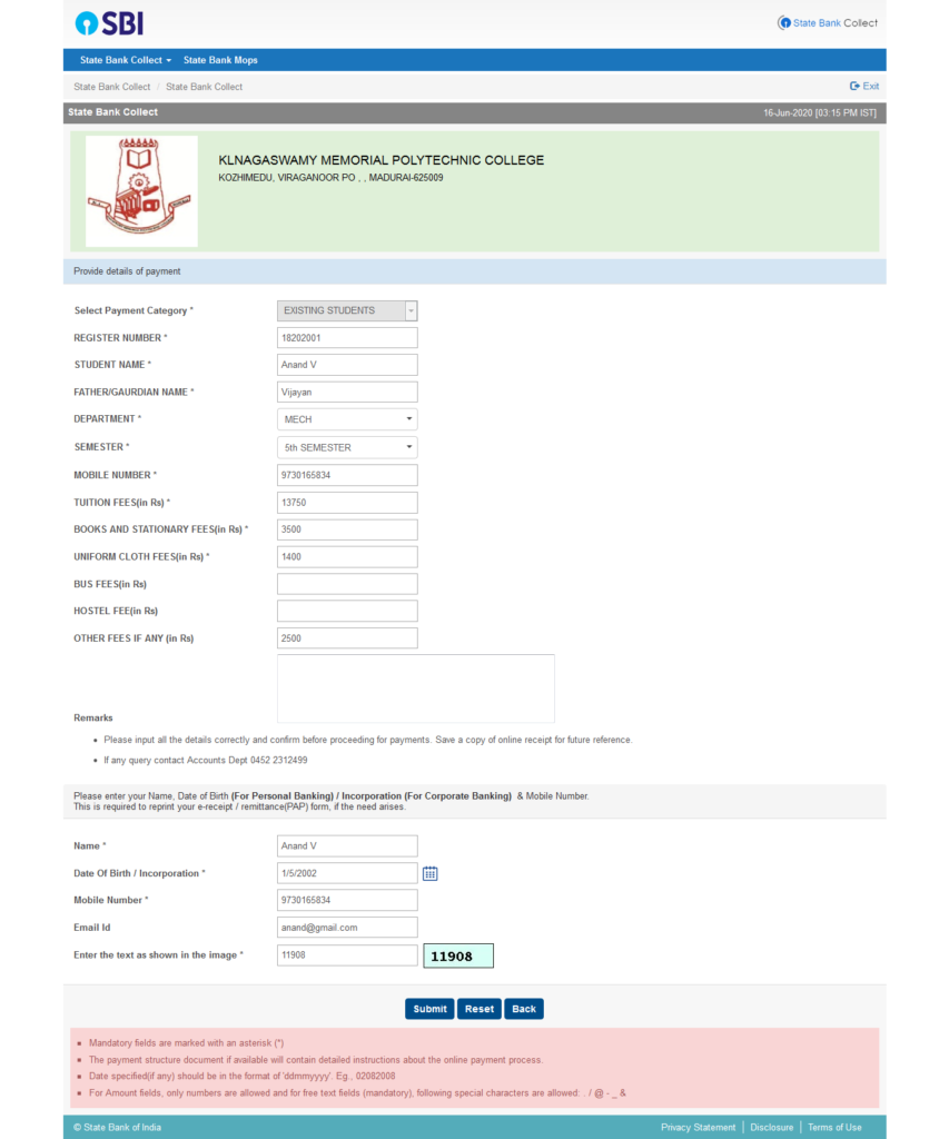 SBI collect